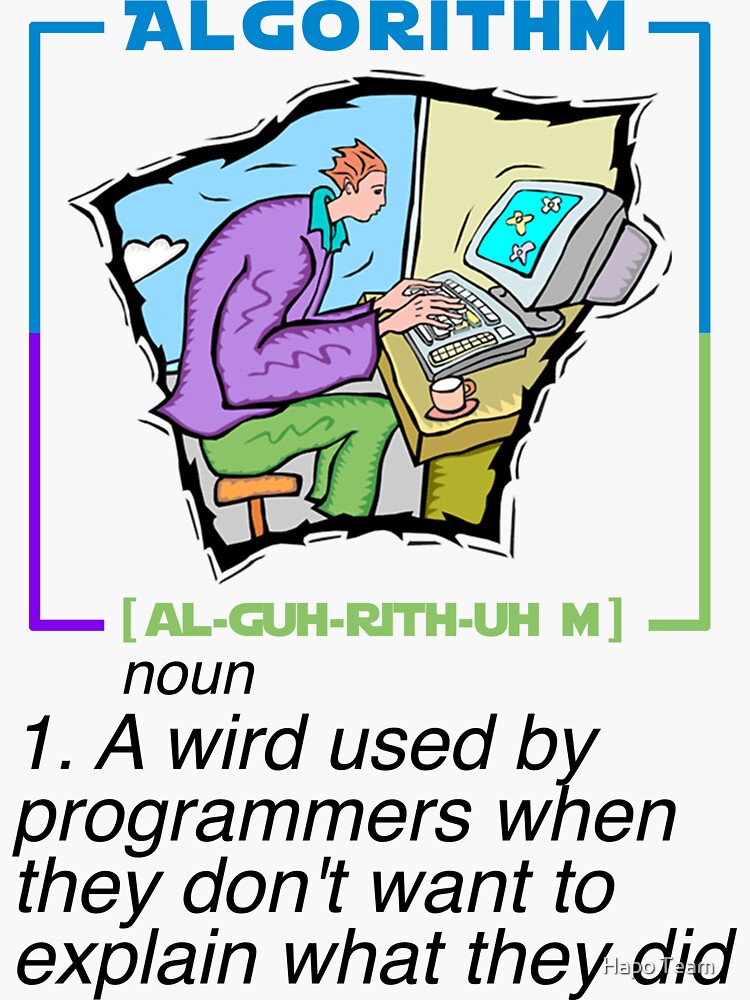"Algorithm Definition Funny Programming Definition" Sticker for Sale by ...