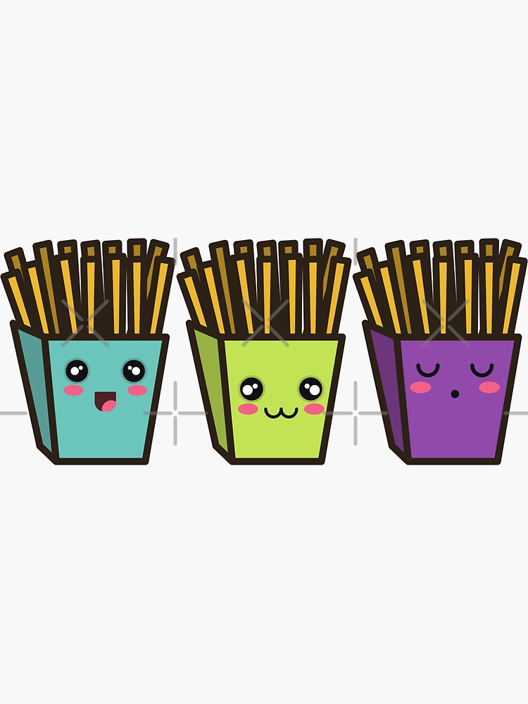 "Cute Kawaii Fries" Sticker for Sale by Walk-It-Off | Redbubble