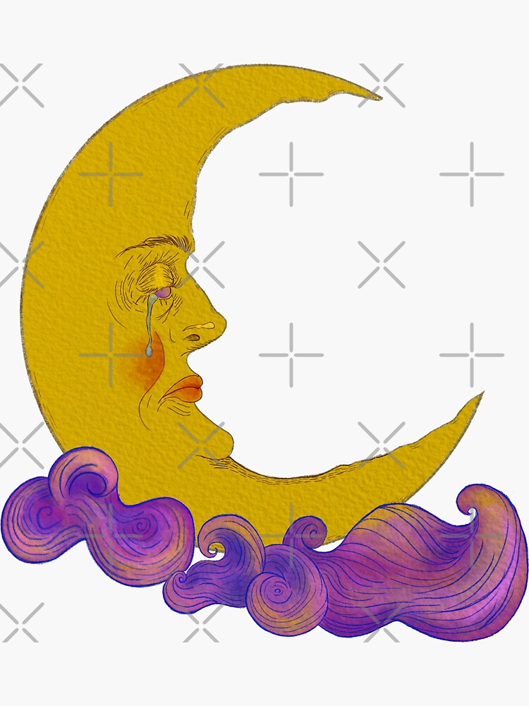"Sad Moon" Sticker for Sale by abbyroyart | Redbubble