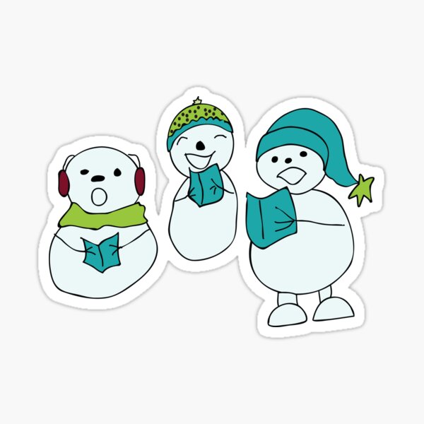 "Snowman friends Caroling" Sticker for Sale by MegMarchiando | Redbubble