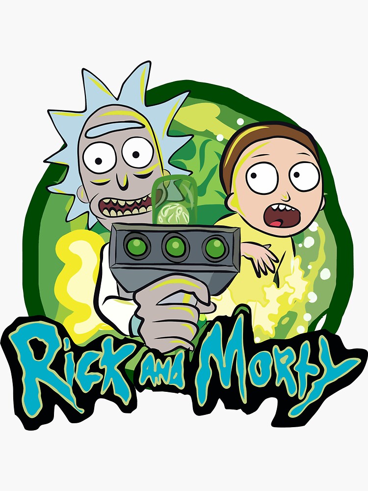 "RICKK AND MORTYY" Sticker for Sale by POP-BLOCK | Redbubble