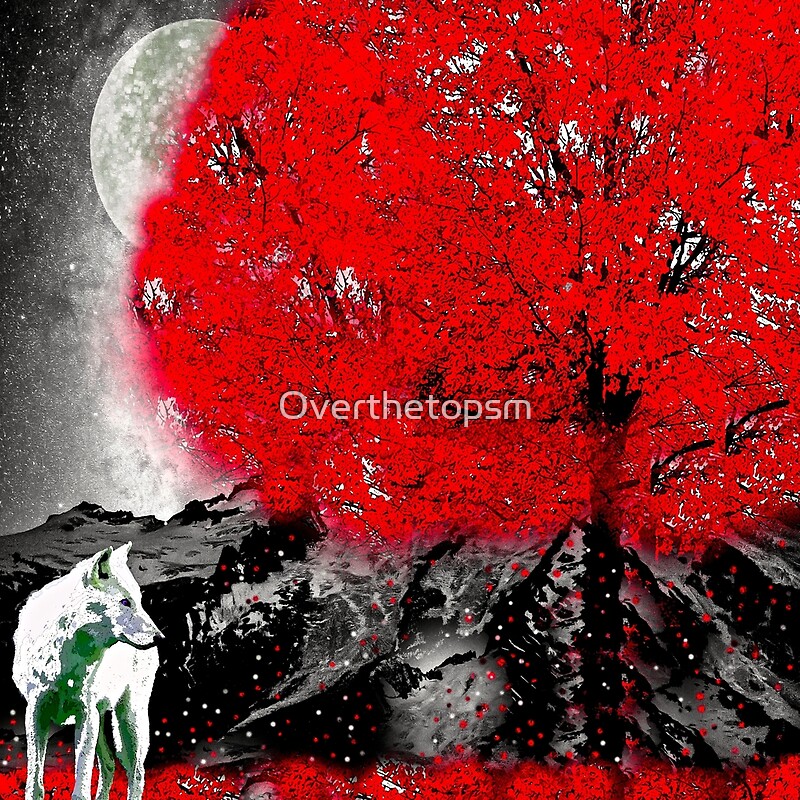 "Tree Moon Wolf Mountain" by Saundra Myles | Redbubble