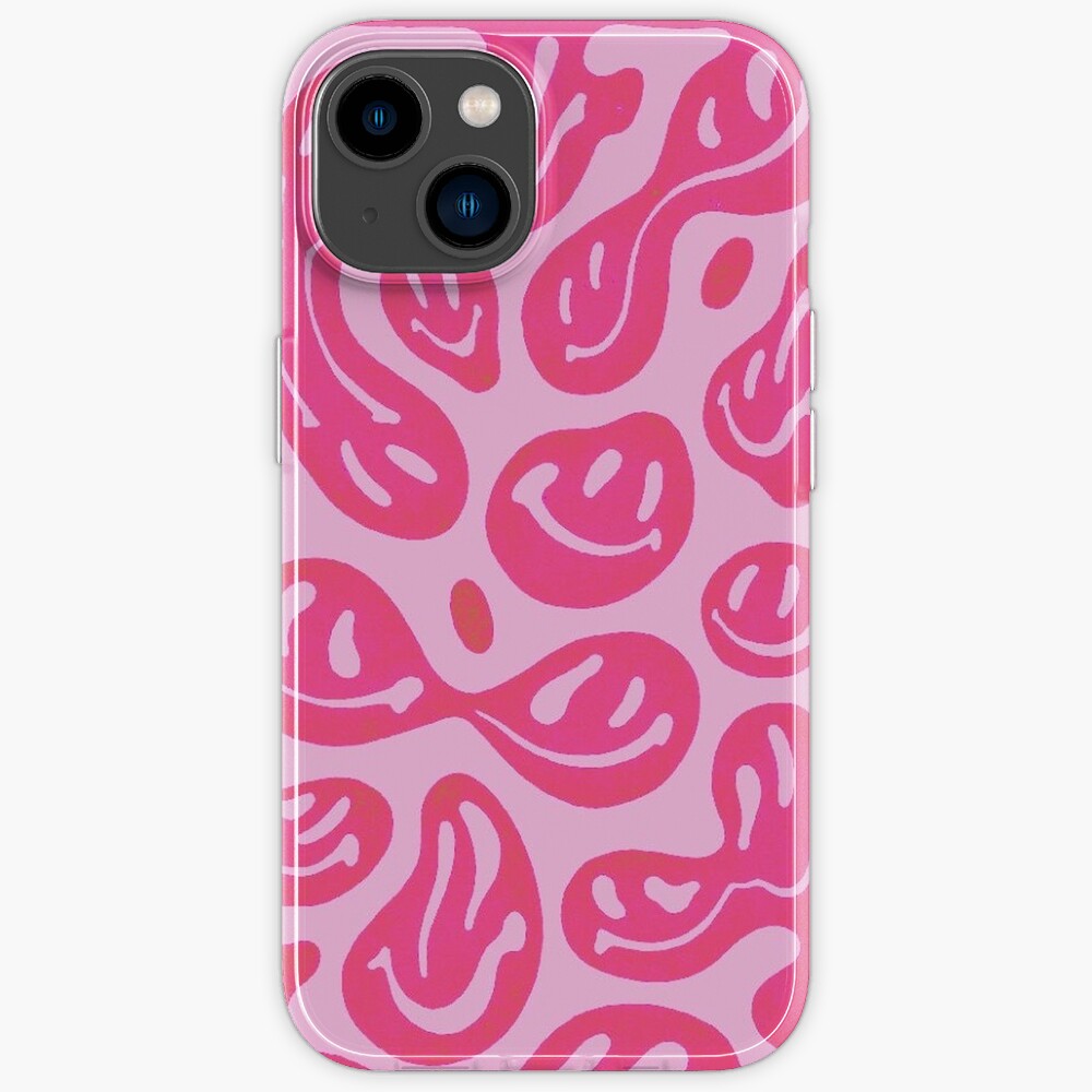 "Hot Pink Melted Smiley Face Psychedelic Pattern " iPhone Case for Sale ...