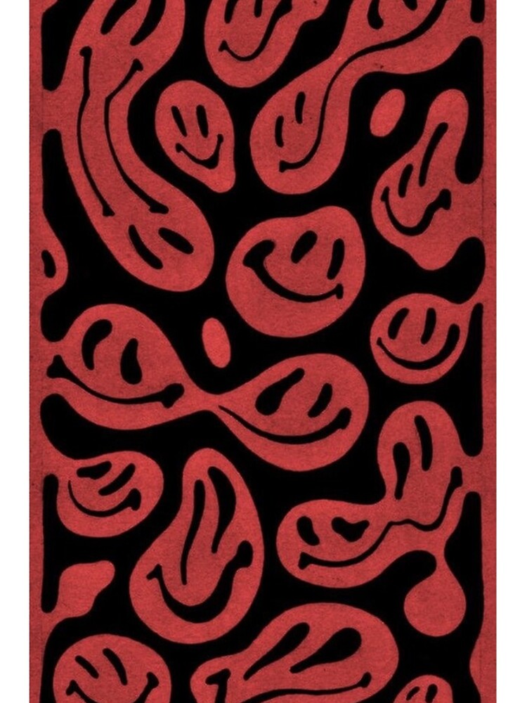 "Red and Black Psychedelic Melted Smiley Face Pattern" iPhone Case for ...