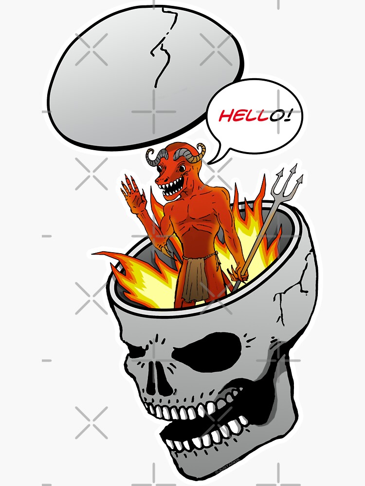 "Hello Satan! (Sticker)" Sticker for Sale by Justanos | Redbubble