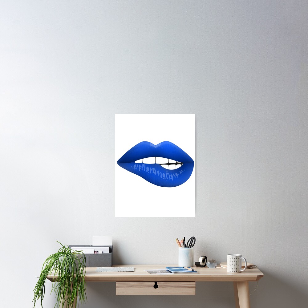 "Mouth With Blue Lips Biting Lower Lip" Poster for Sale by Scotland2016 ...