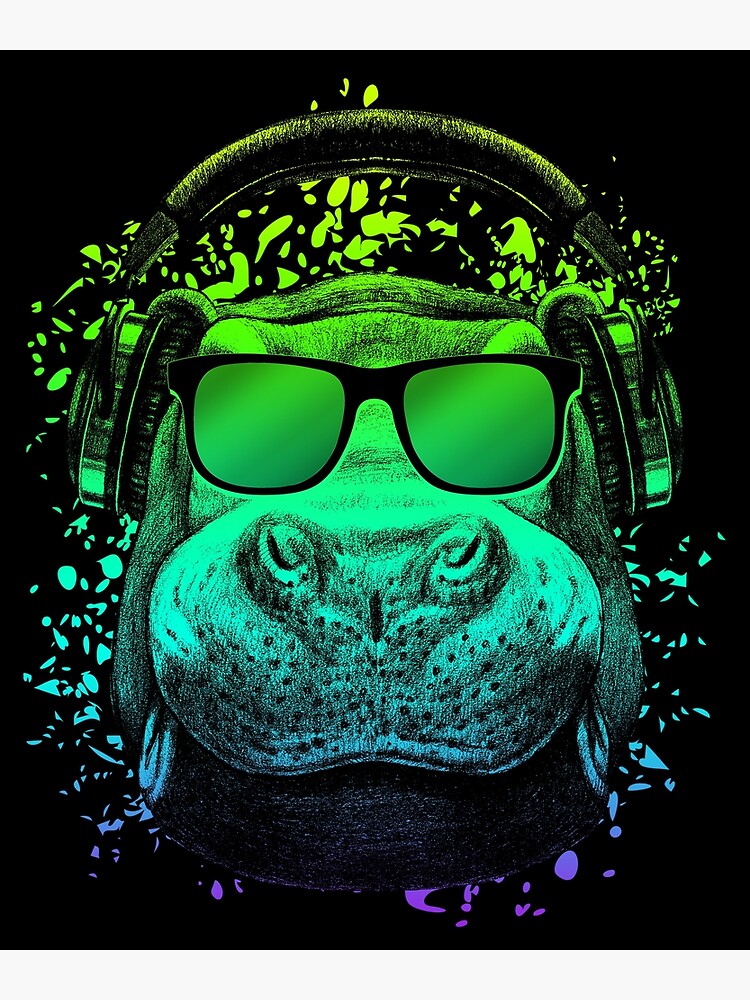 "Trippy Hippos DJ Gift for Ravers EDM Techno House | Psychedelic Hippo ...