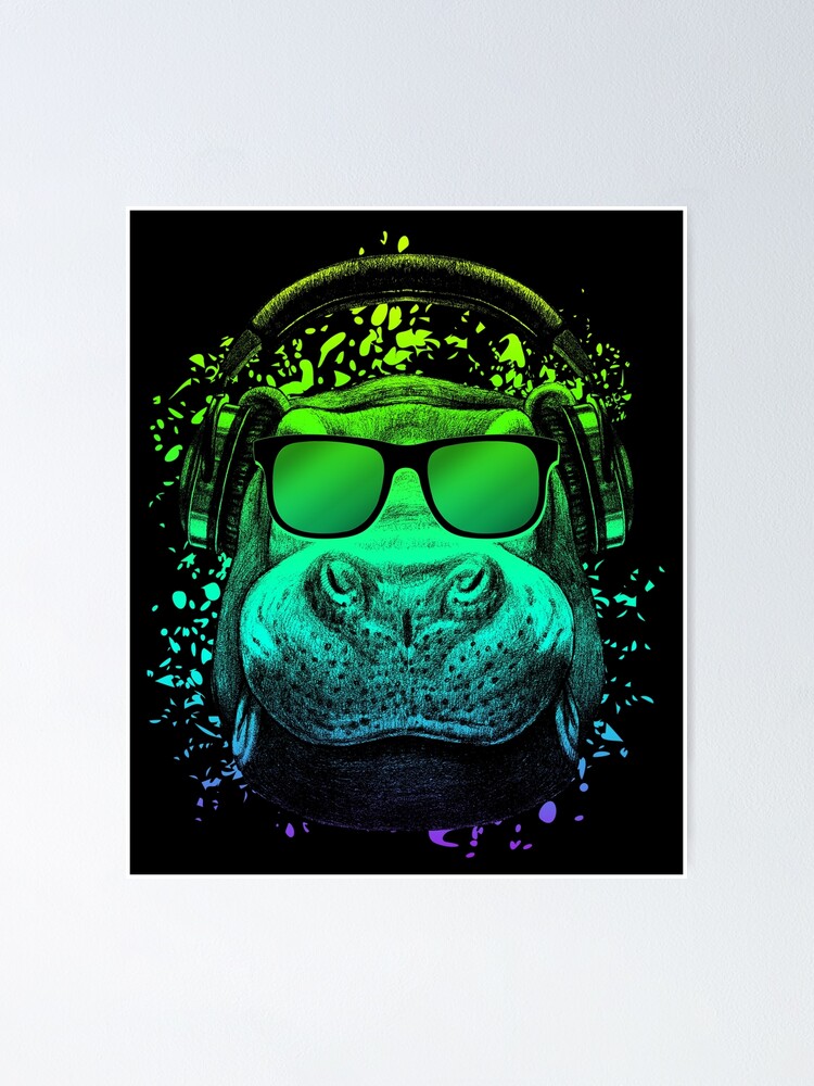 "Trippy Hippos DJ Gift for Ravers EDM Techno House | Psychedelic Hippo ...