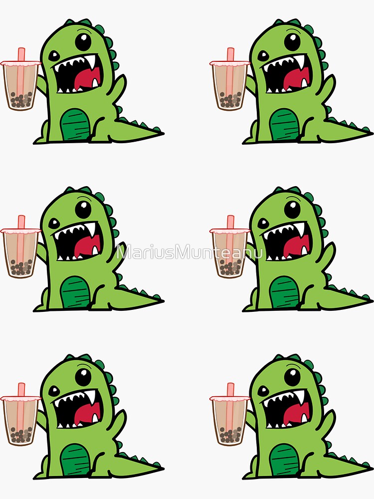 "Boba Drinking Dinosaur Boba Dino" Sticker for Sale by MariusMunteanu ...