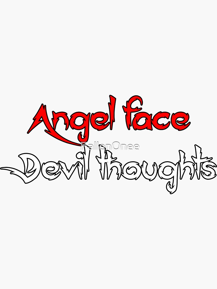 "Angel face, devil thoughts minimalist design" Sticker for Sale by Darkmatter99 | Redbubble