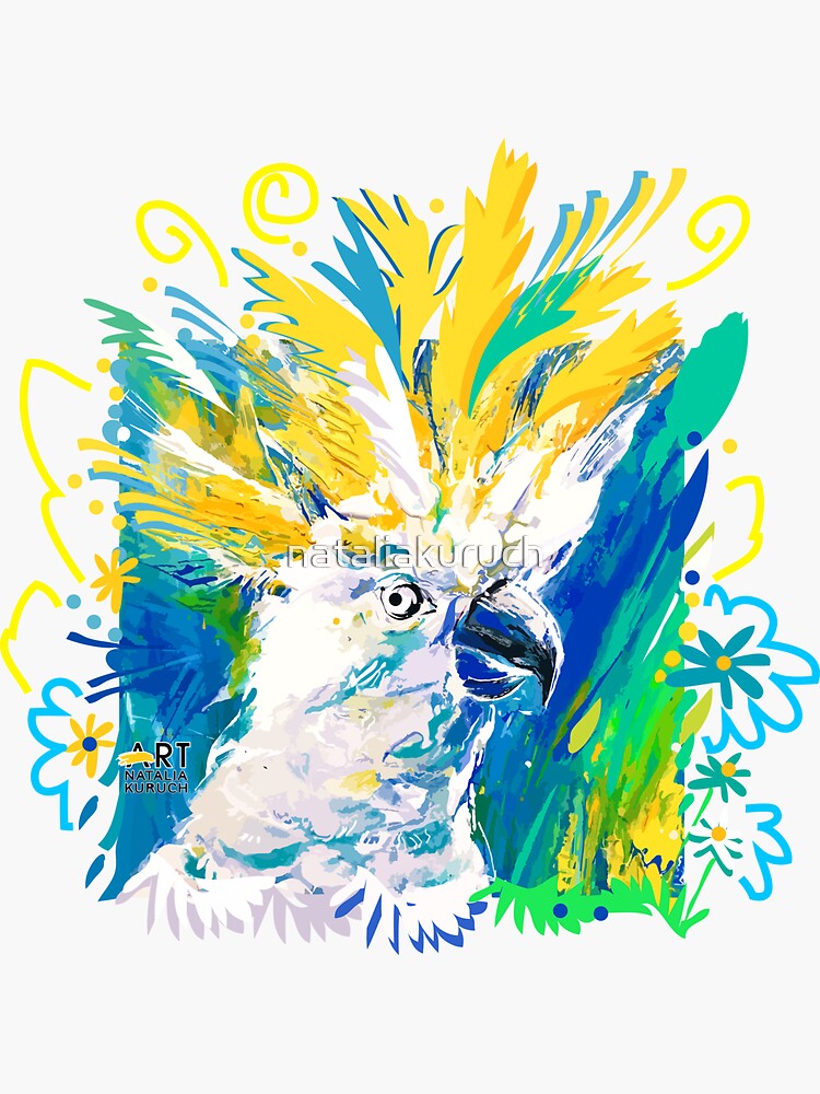 ""Cacadu parrot, " by Natalia KURUCH" Sticker for Sale by nataliakuruch ...