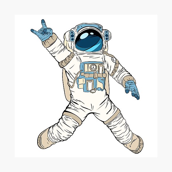 Lámina fotográfica «Ilustración de astronauta de roca Elementos de ilustración de parodia pop ...