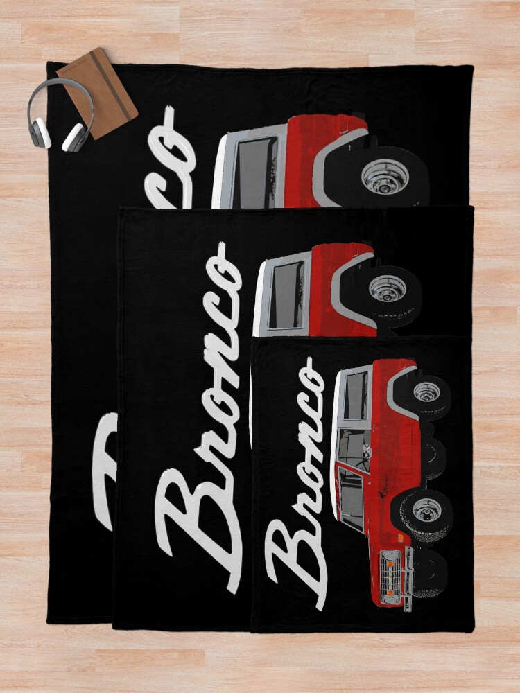 "Ford Bronco - vintage red (white text)" Throw Blanket by Groenendijk ...