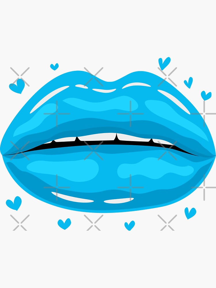 "Valentine Lips Light blue kiss" Sticker for Sale by MisPuHoney | Redbubble