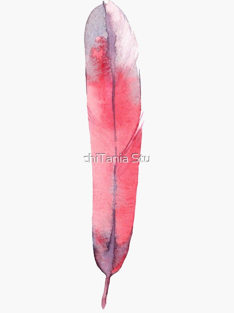 "Red Long Feather. Watercolor" Sticker for Sale by TatianaGallery ...