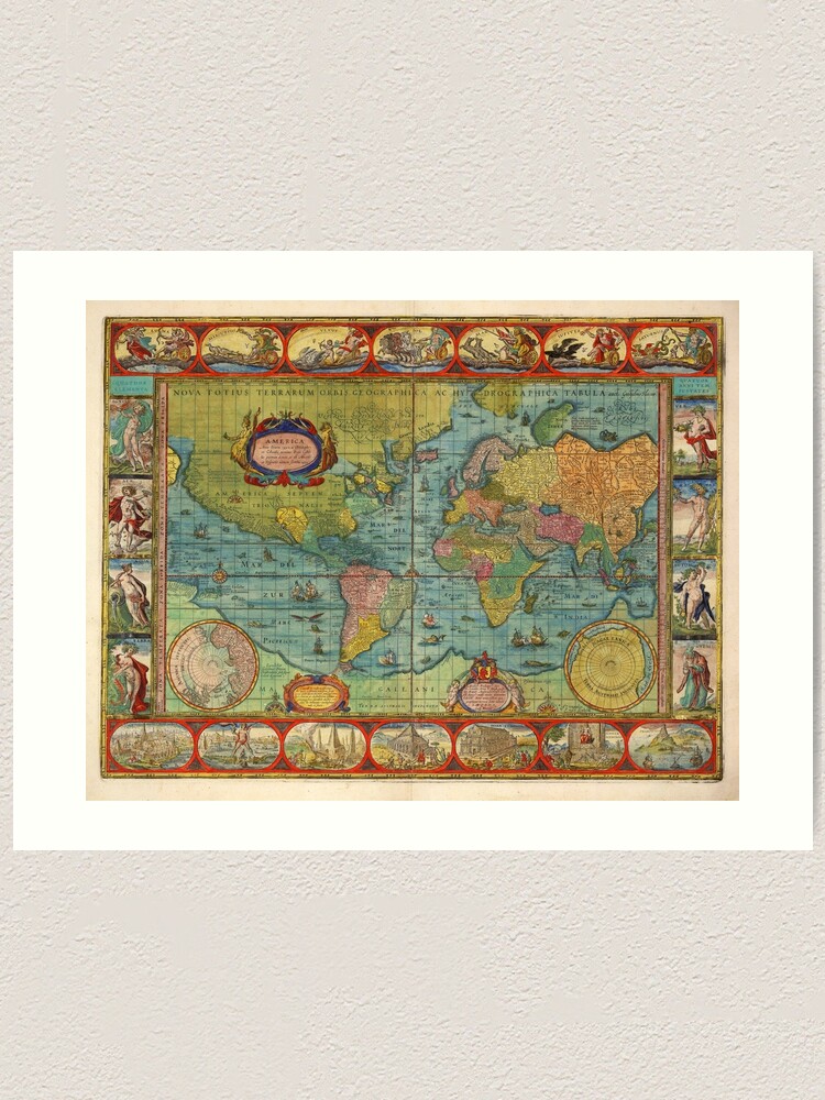 "Wilhelm Blaeu - Map of the World 1649" Art Print by lefterisbetsis ...