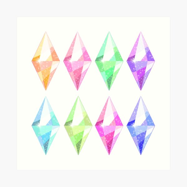 "Pastel Glittery Plumbobs Pack" Art Print by BurritoKitty | Redbubble