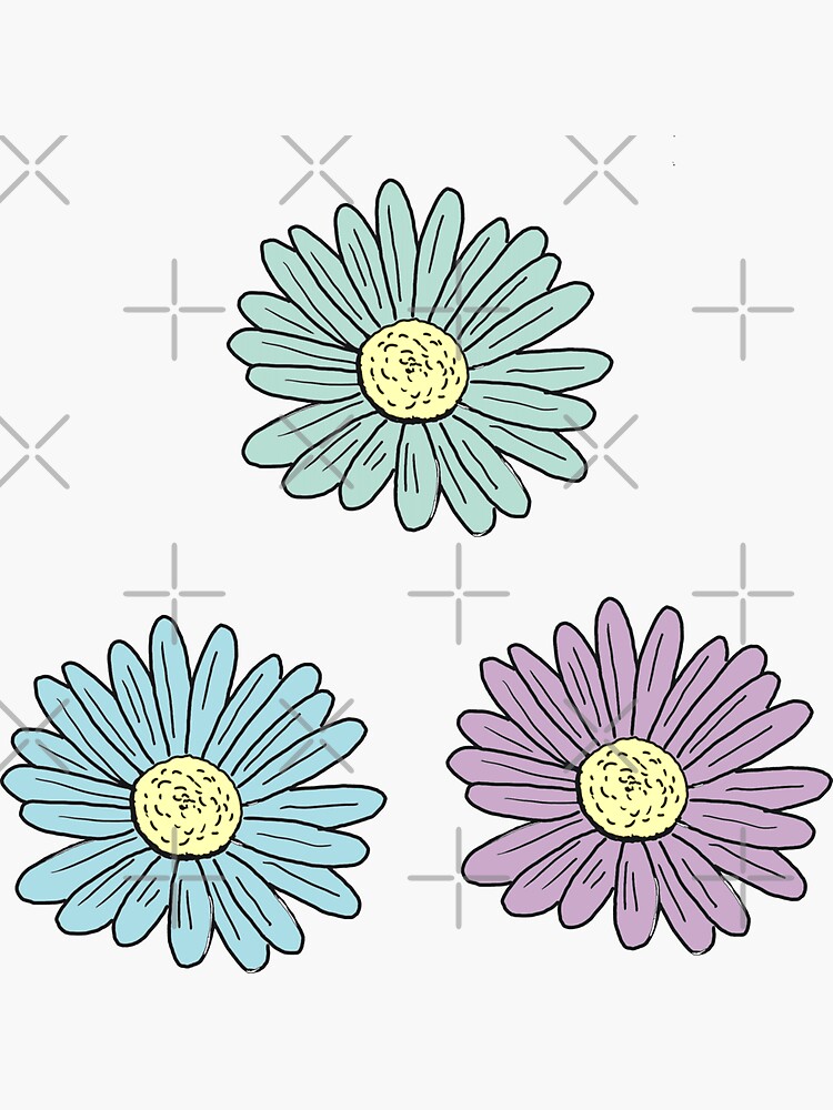 "Pastel Blue Daisy Pack" Sticker by NatureGlow | Redbubble