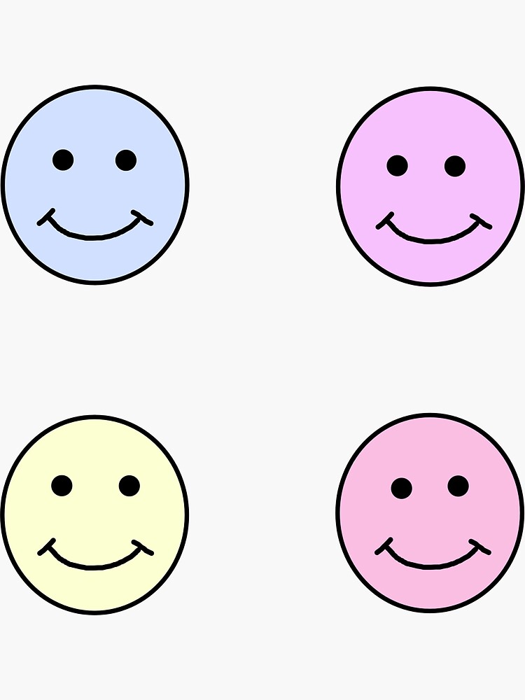 "pastel smiley face sticker pack" Sticker for Sale by wonderfulgia ...