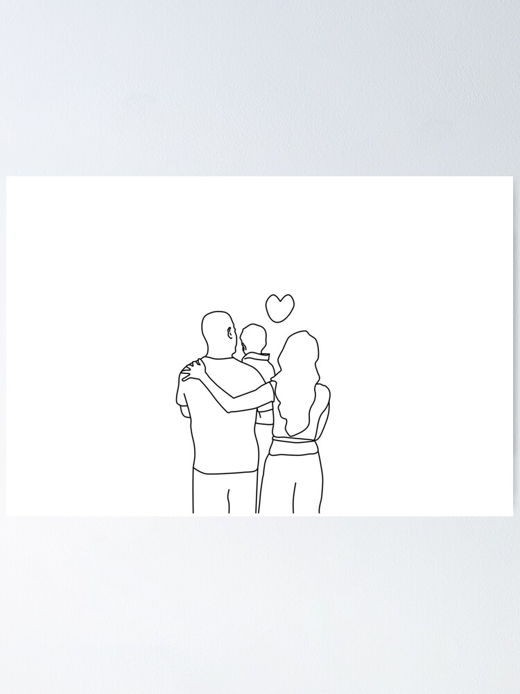 "Cute Family Line Art" Poster for Sale by Kotana | Redbubble