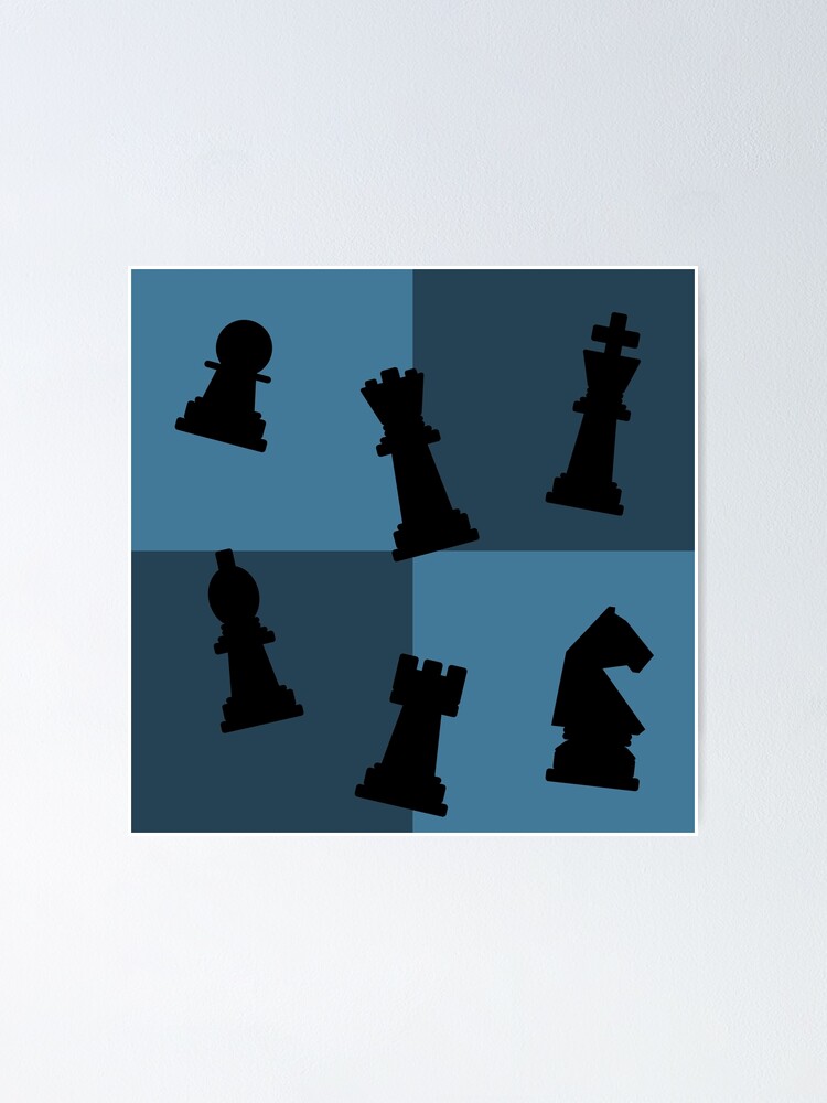 "Chess Pieces Chess Board Pattern Black and Blue" Poster by AkinsDesign ...
