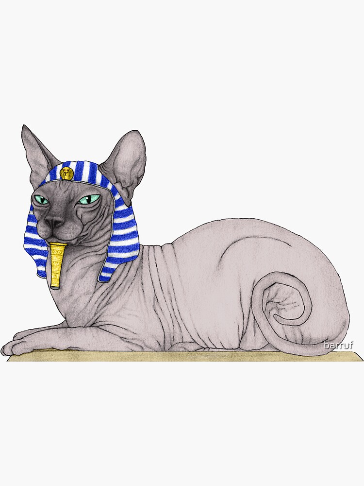 "Sphynx Cat With Pyramids Of Giza" Sticker for Sale by barruf | Redbubble