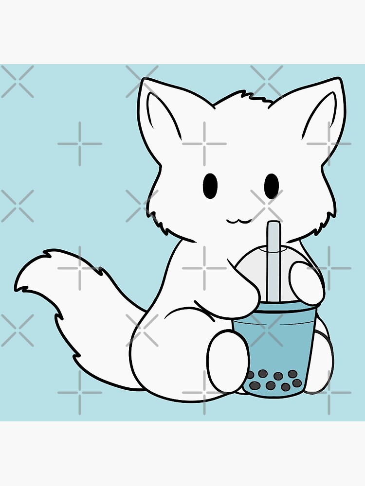 Bubble Tea White Fox Premium Matte Vertical Poster