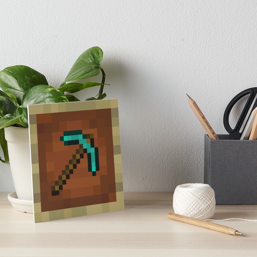 "Minecraft Item Frame Diamond Pickaxe" Art Board Print for Sale by ...