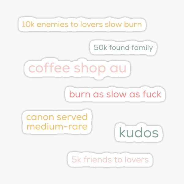 "ao3 fanfiction tags sticker pack" Sticker for Sale by bellatierra ...