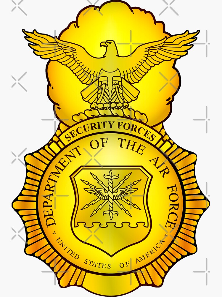 "US AIR FORCE SECURITY FORCES SHIELD USAF SF (GOLD)" Sticker for Sale ...