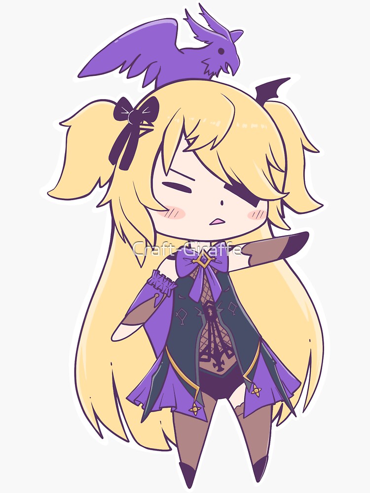 "Fischl A fish and her bird" Sticker for Sale by Craft-Giraffe | Redbubble