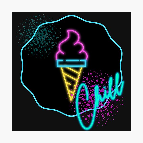 Lámina fotográfica «Letrero de neón Ice Cream Tshirt Tee Shirt Chill ...