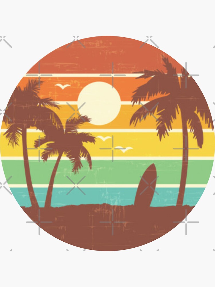 "Retro sunset beach" Sticker for Sale by Rakos-Merch | Redbubble