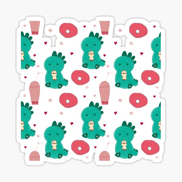 "Dino boba, cute pattern" Sticker by ciaobebo | Redbubble