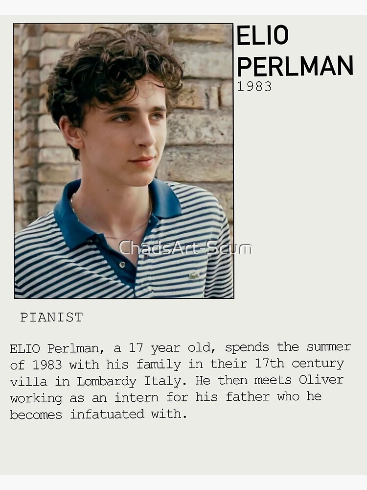 "Call Me By Your Name Elio Perlman Poster" Poster by ChadsArt-Scum ...