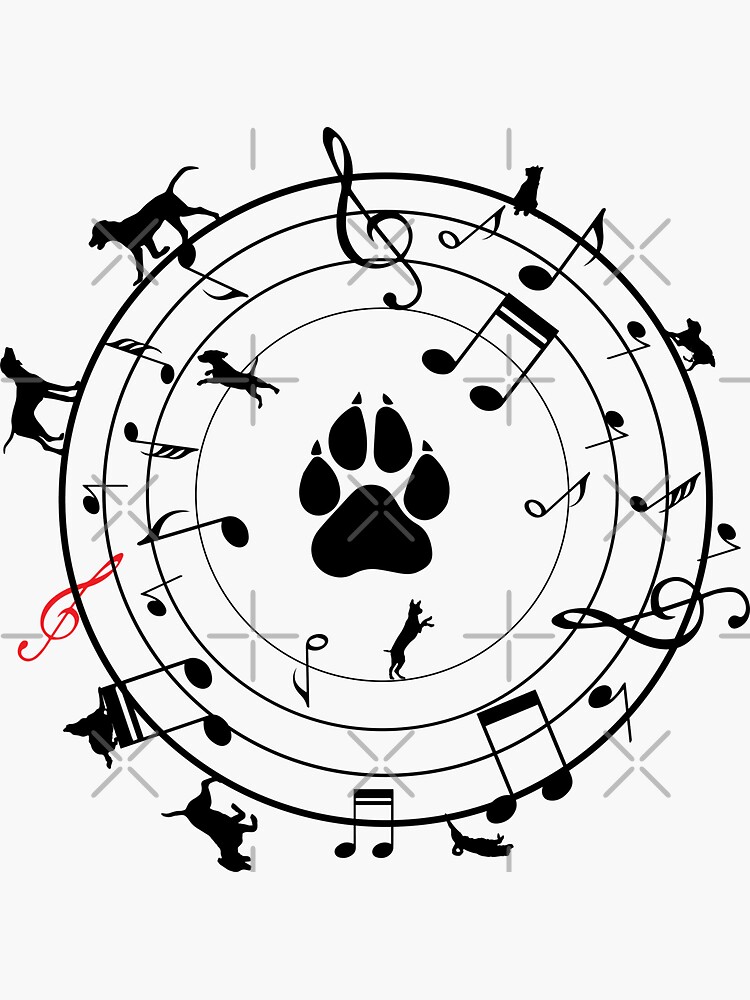 "Dogs Music Notes ,Dogs Make Me Happy," Sticker for Sale by medibra86 ...