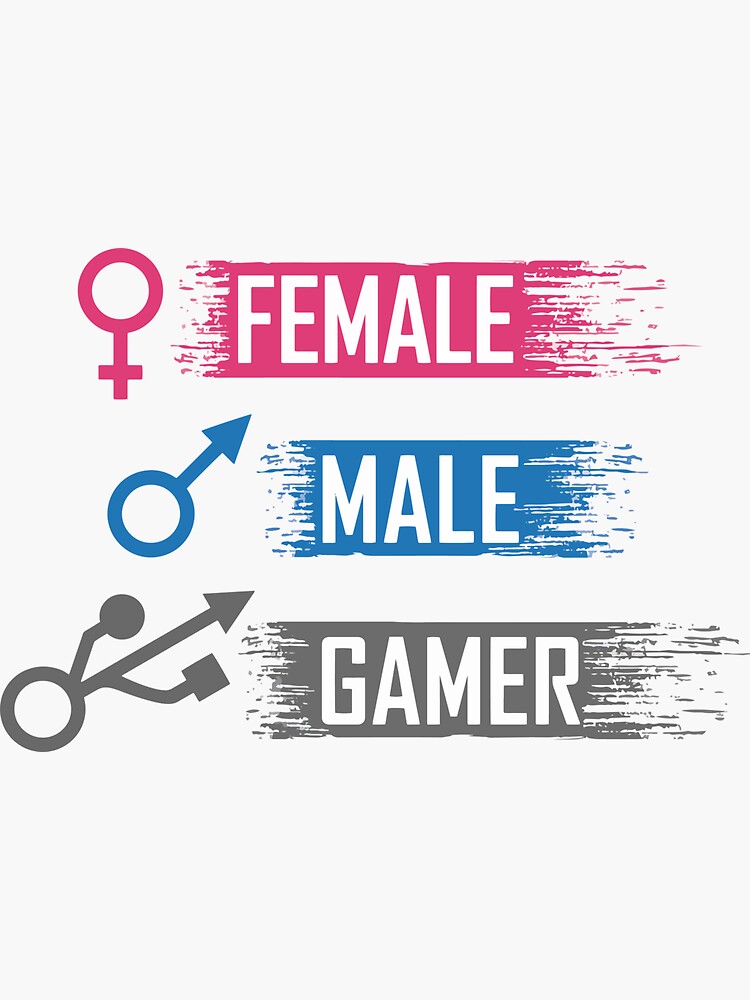 "Gamer Gender Male Female Symbol Gaming " Sticker by Edzgi1 | Redbubble