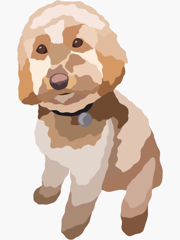 "Cockapoo Dog Portrait Digital Illustration" Sticker for Sale by ...