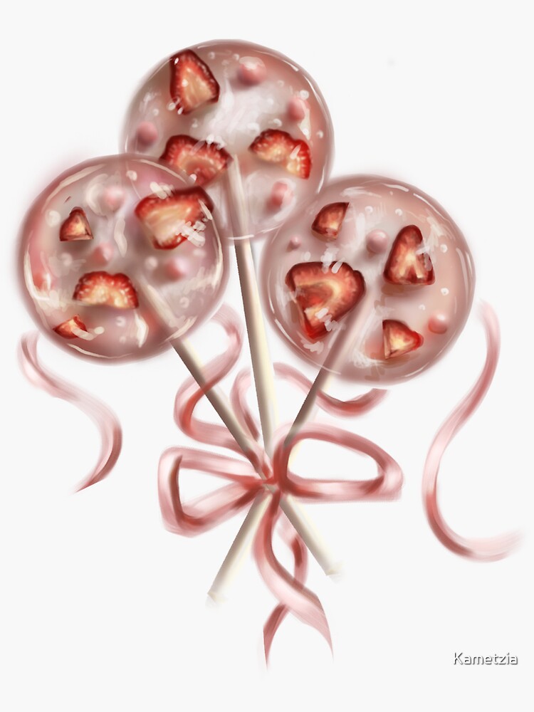 "Strawberry Lollies" Sticker by Kametzia | Redbubble