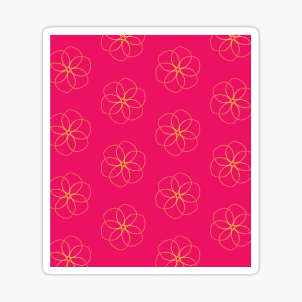 "Pattern red background yellow flowering" Sticker for Sale by MissDewi ...