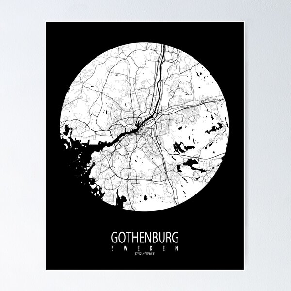 Mapa De Suecia Con Ciudades En Blanco Y Negro