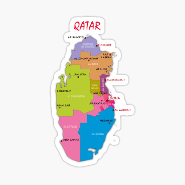 "Administrative Map of Qatar with municipalities names and the major ...