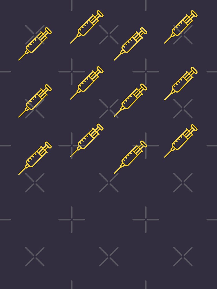 "Injection Pattern Pro Vaccine Blue and Yellow" T-shirt by AkinsDesign ...