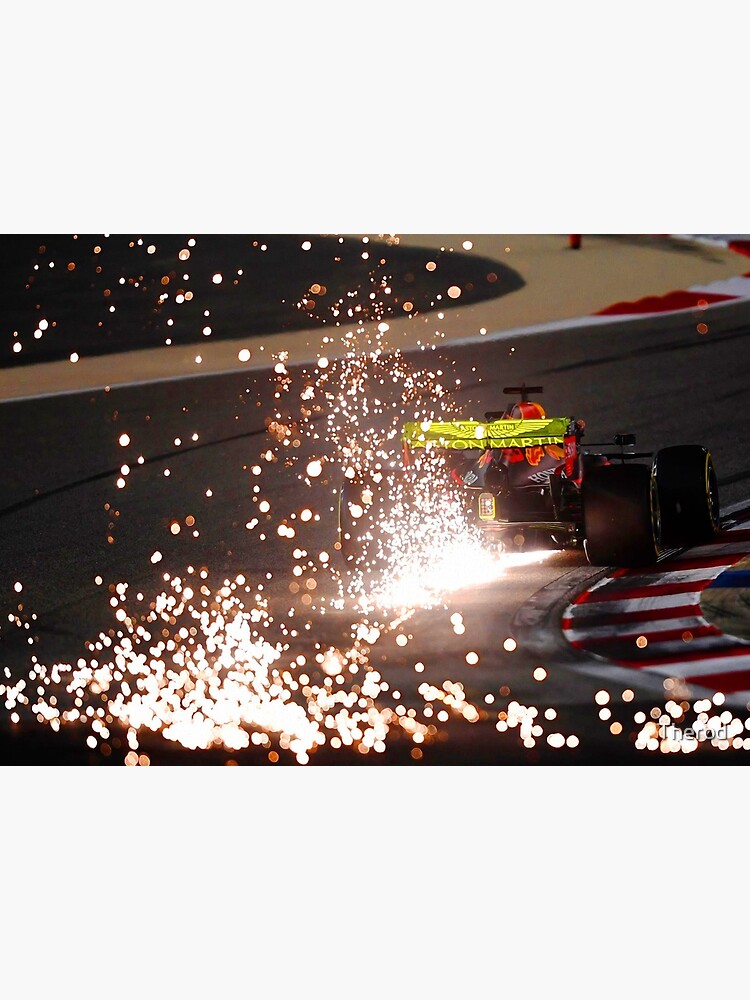 "Max Verstappen racing in the 2020 F1 car making sparks" Poster by ...