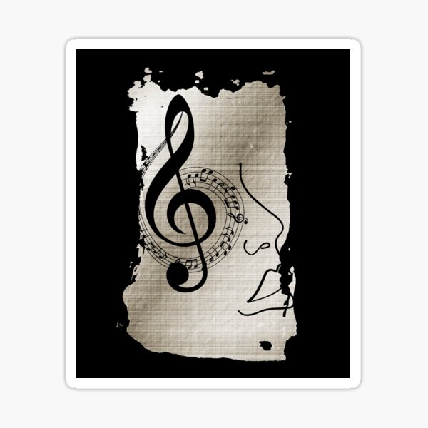 "Abstract G Clef and Face | Treble Clef | Musical Notes" Sticker by ...