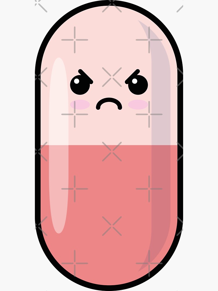 "Angry pill" Sticker for Sale by Eenig | Redbubble