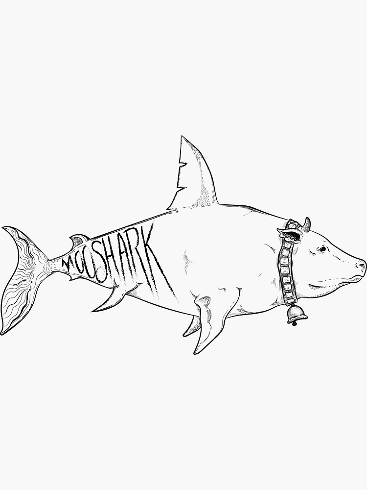 "Hybrid cow and shark equals mooshark" Sticker for Sale by Eazyhot ...