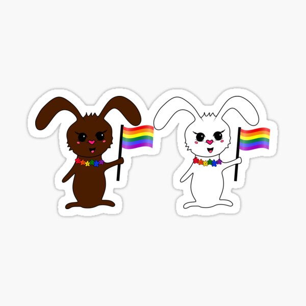 "Cute Queer Pride Bunnies" Sticker for Sale by Feyart | Redbubble