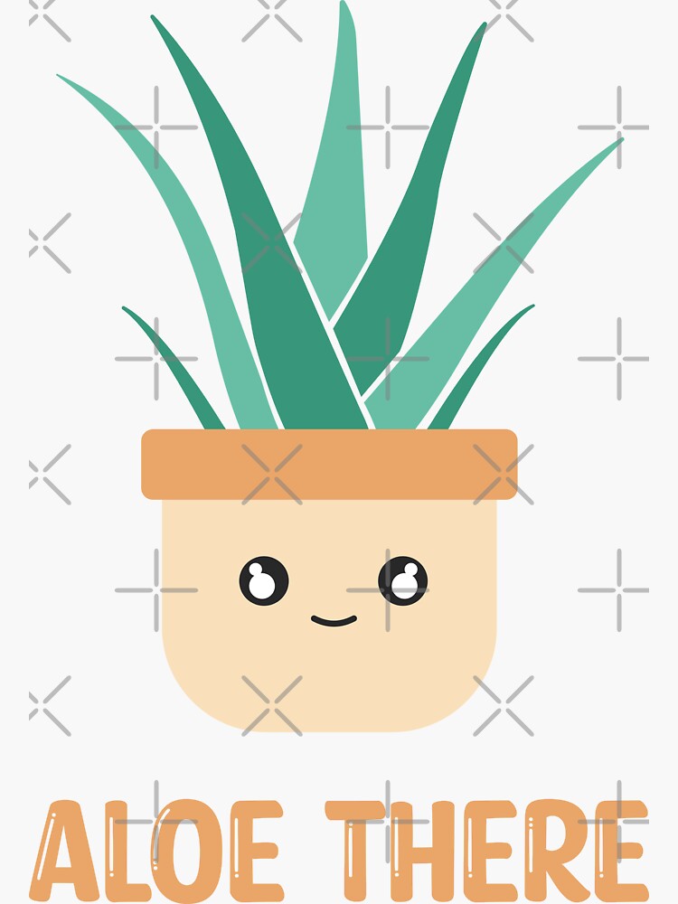 "Kawaii Aloe Vera Aloe There" Sticker by M4rzuqicherose | Redbubble