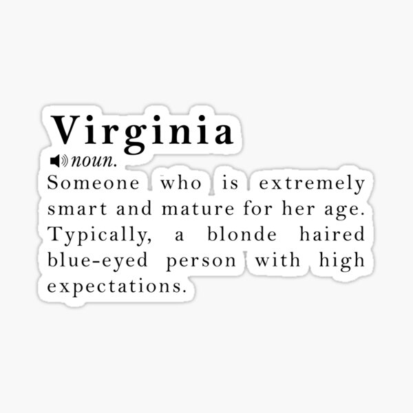 "Virginia Name Definition Meaning" Sticker for Sale by peachyline ...